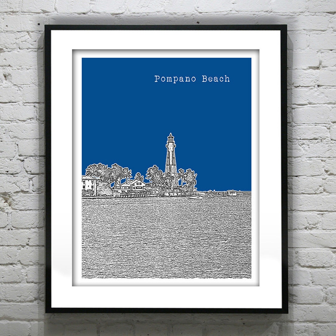 Pompano Beach Florida Skyline Poster Art Print FL Version 1 - Etsy
