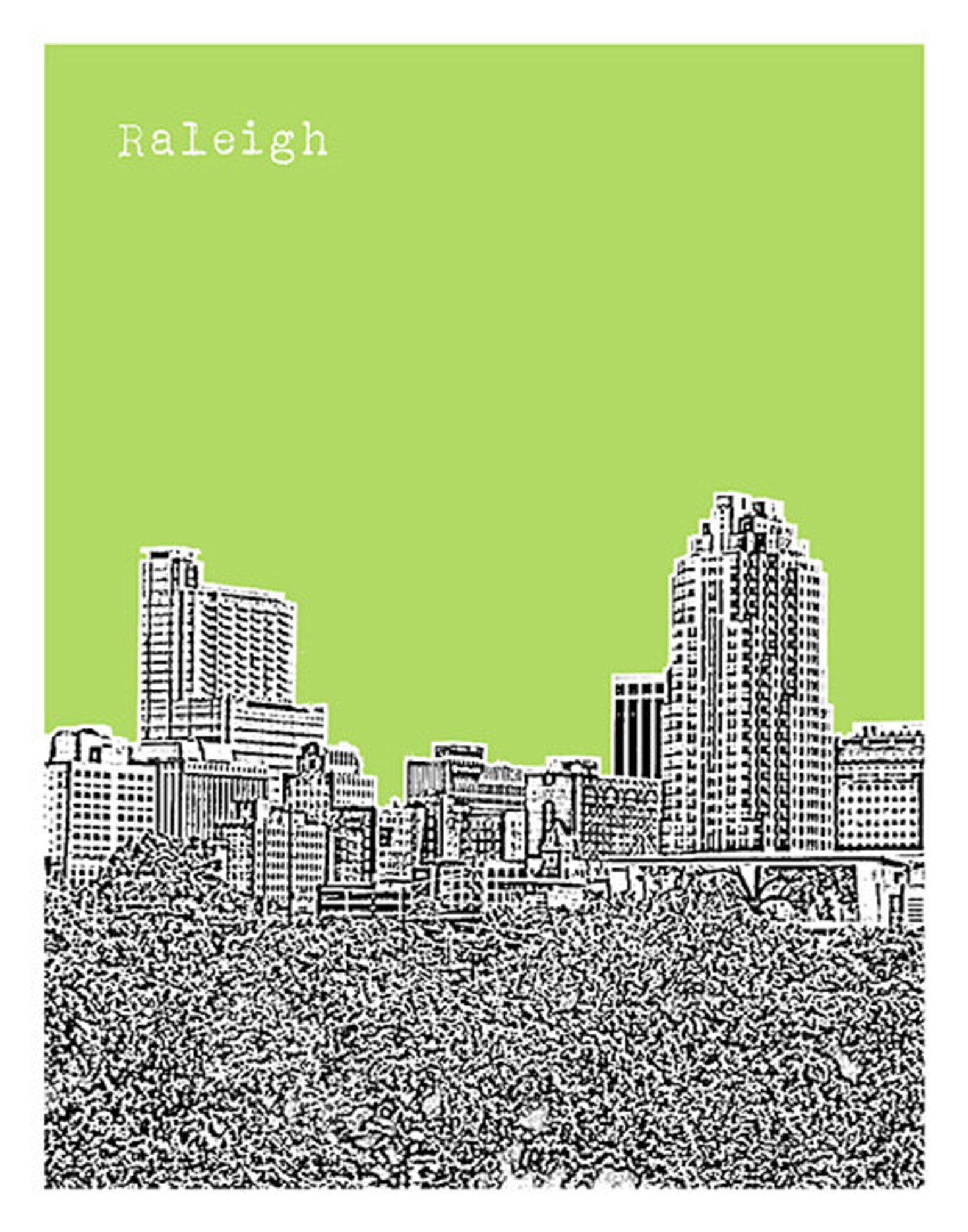 Raleigh Poster North Carolina Art Print Skyline Item T2596 - Etsy