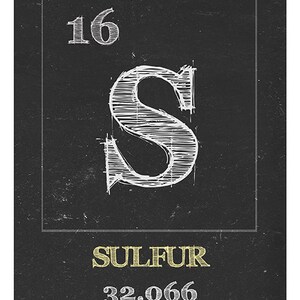 Periodic Table Sulfur Poster Art Print Periodic Table of Elements S 16 ...