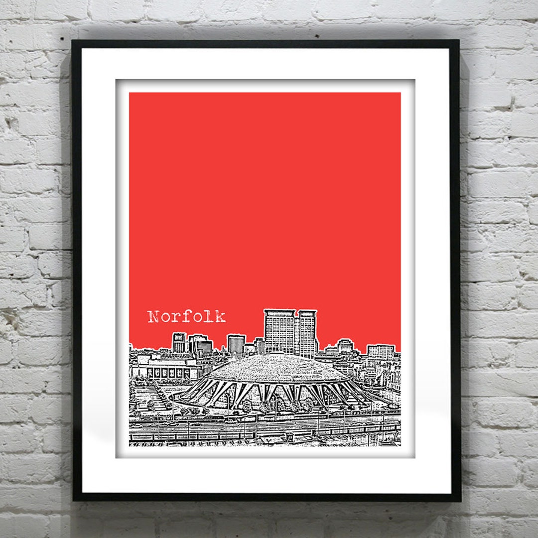 Norfolk Virginia Poster Art Skyline Print Item T1262 - Etsy