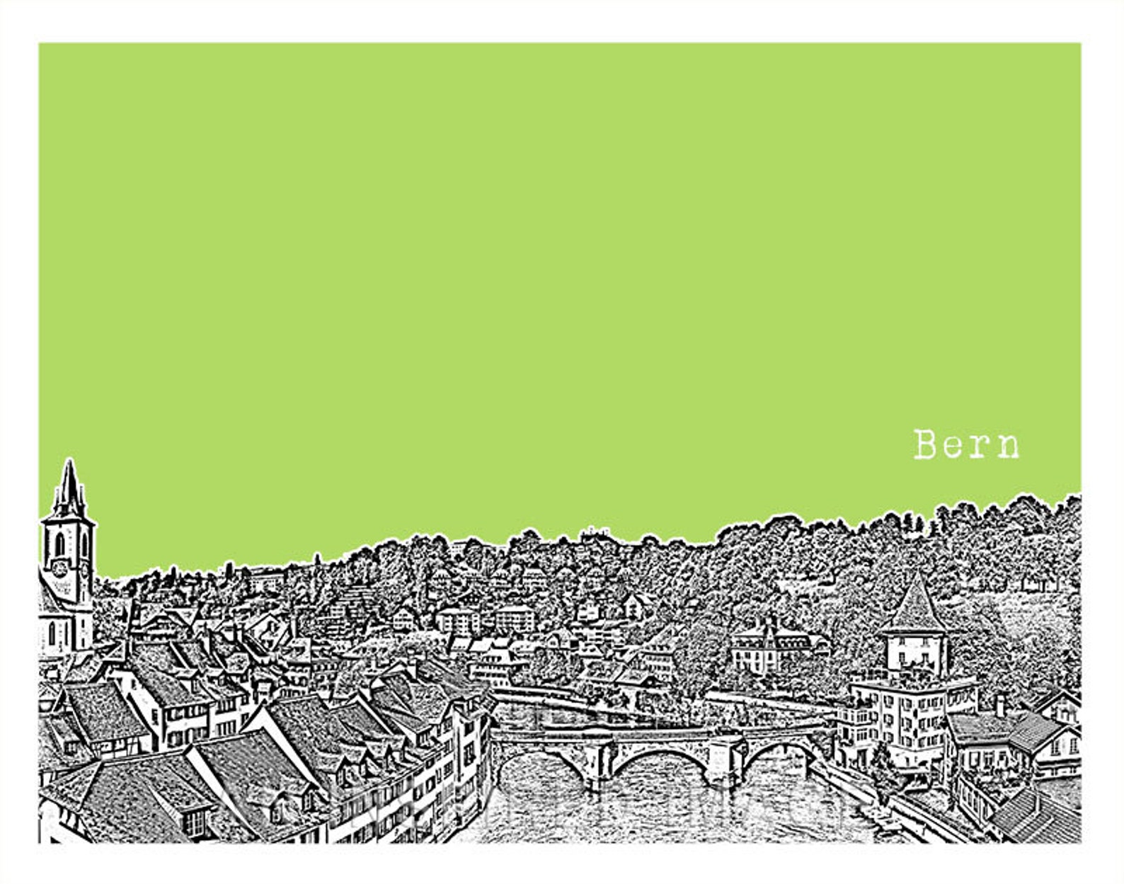 Bern Switzerland Poster City Skyline Art Print - Etsy
