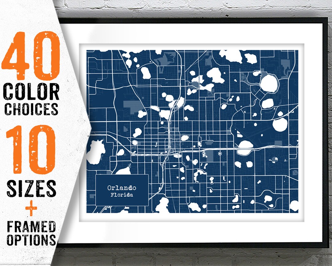 Orlando Florida Blueprint Map Poster Art Print Item T3001 - Etsy