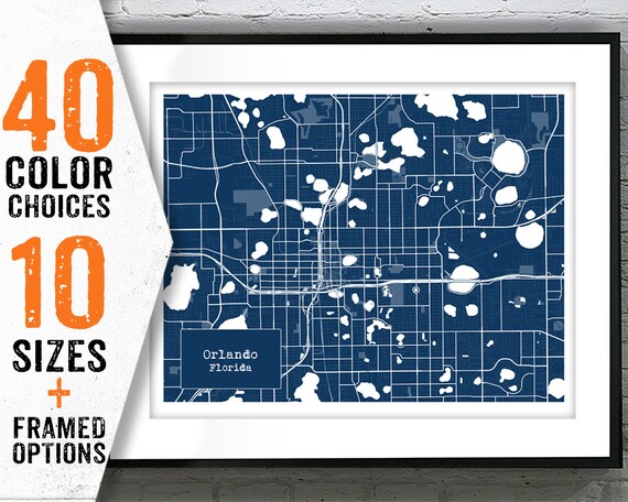 Orlando Florida Blueprint Map Poster Art Print Item T3001 | Etsy