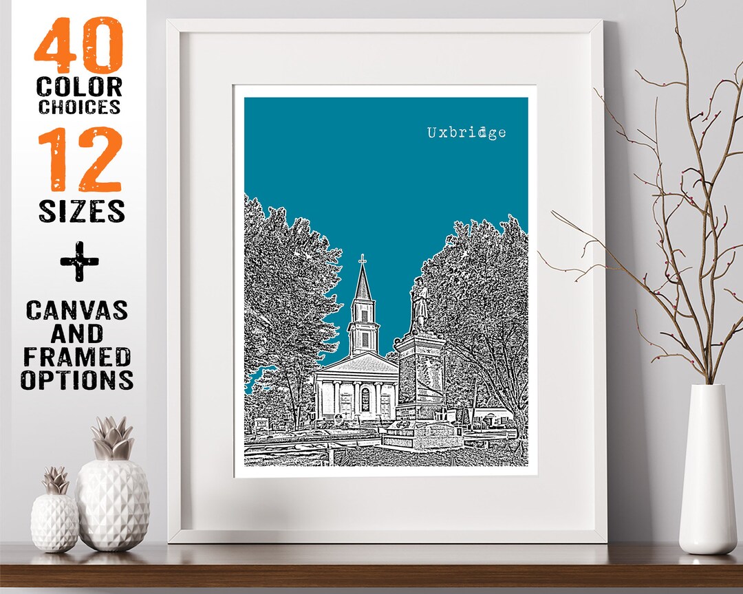 Uxbridge Massachusetts Skyline Poster Art Print MA Item T2167 - Etsy.de