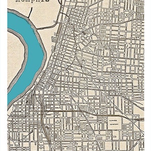 Memphis Tennessee Poster Art Print Old Vintage Map Item T2708 - Etsy