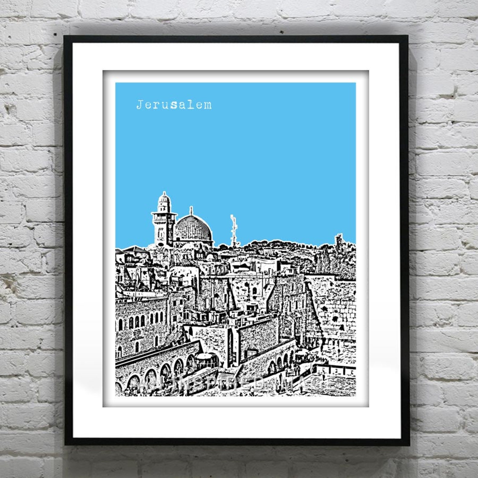 Jerusalem Skyline Israel Poster Art Print Version 1 - Etsy