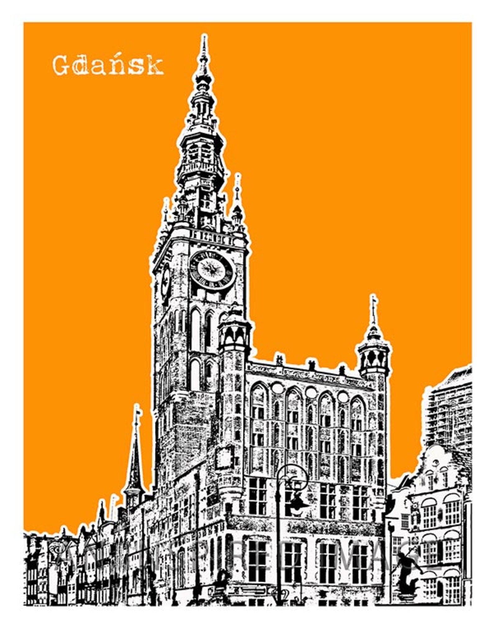 Gdansk Poland Poster Danzig Print Art Skyline | Etsy