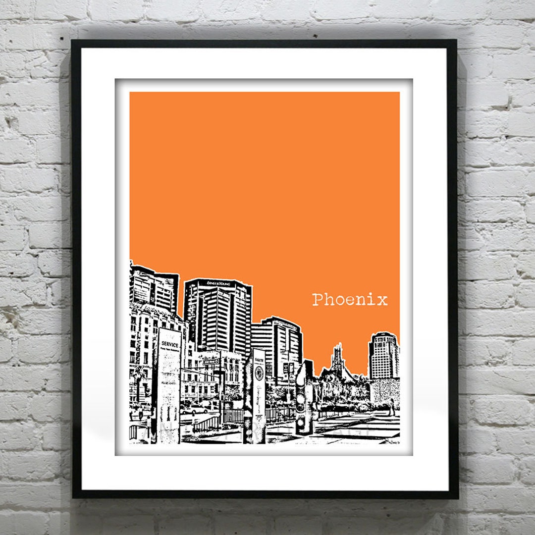 Phoenix Arizona Downtown Poster Print Art Skyline Item T4596 - Etsy