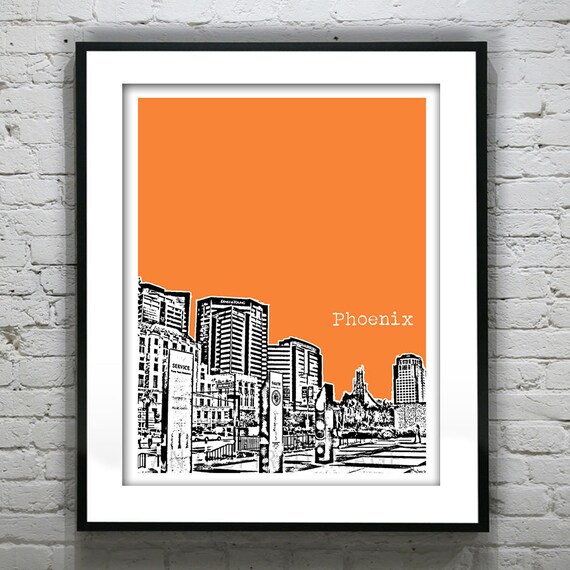 Phoenix Arizona Downtown Poster Print Art Skyline Item T4596 | Etsy