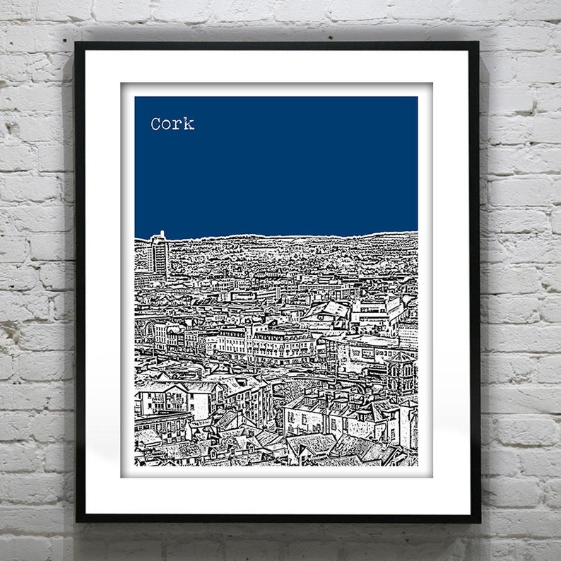 Cork Ireland Poster Print Skyline Travel Art Republic of - Etsy