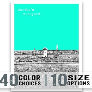 Martha's Vineyard Skyline Poster Art Print Massachusetts Lighthouse ...