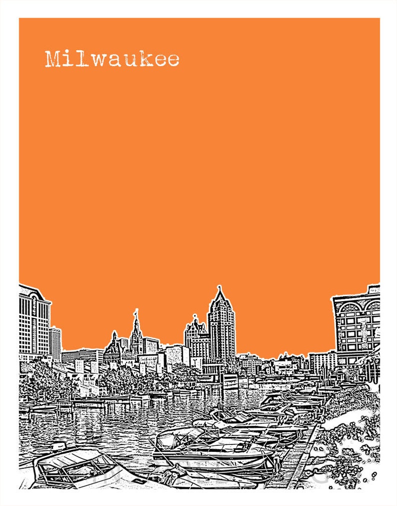 Milwaukee Wisconsin Poster Print Art Skyline Item T4324 - Etsy