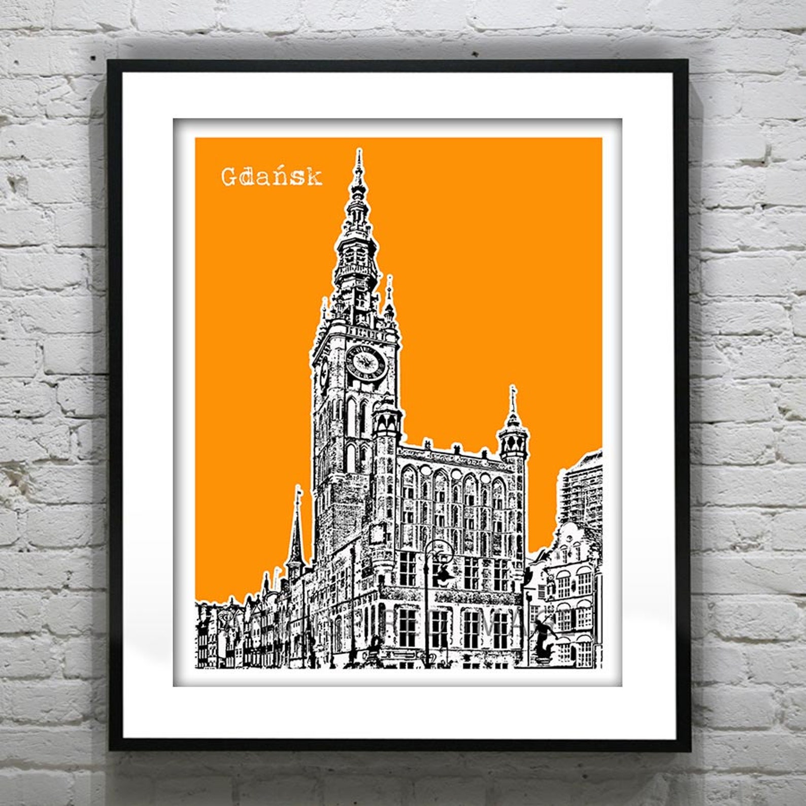 Gdansk Poland Poster Danzig Print Art Skyline - Etsy