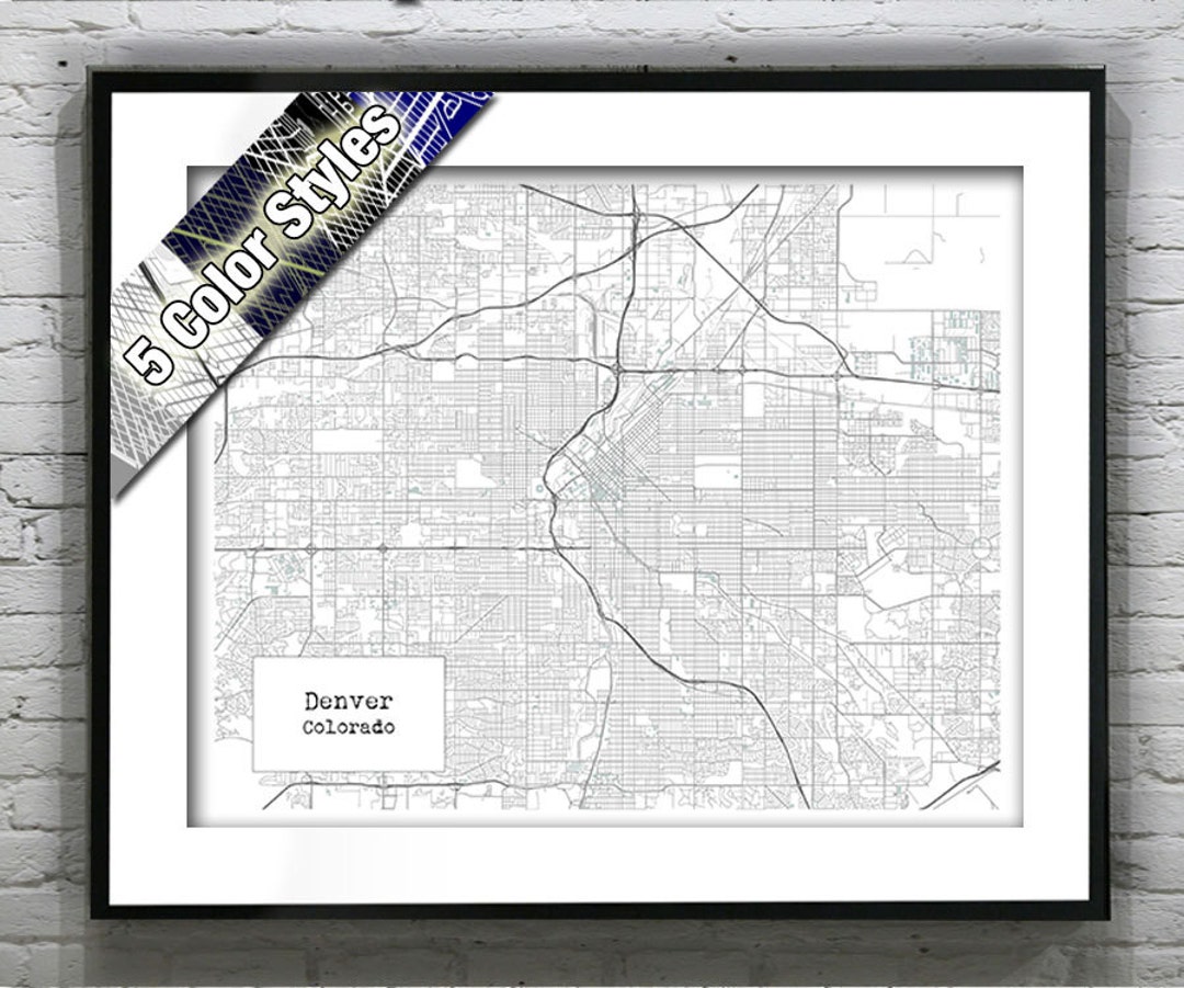 Denver Colorado Blueprint Map Poster Art Print Item T1255 - Etsy