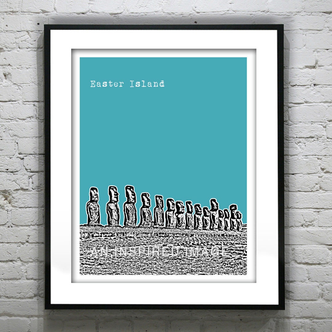 Easter Island Poster Rapa Nui Moai Art Print Skyline - Etsy
