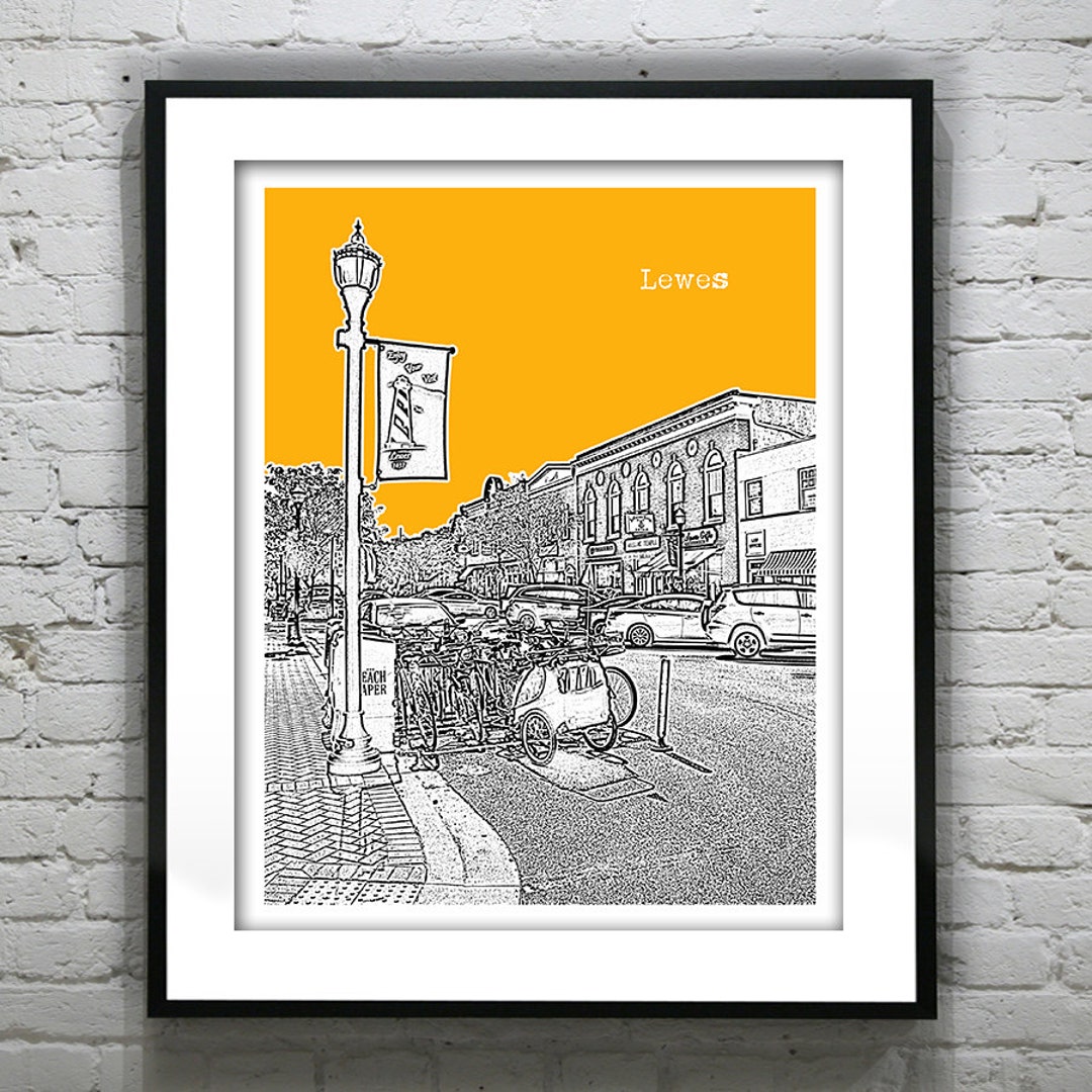 Lewes Delaware Poster Art Print Skyline DE Version 4 - Etsy
