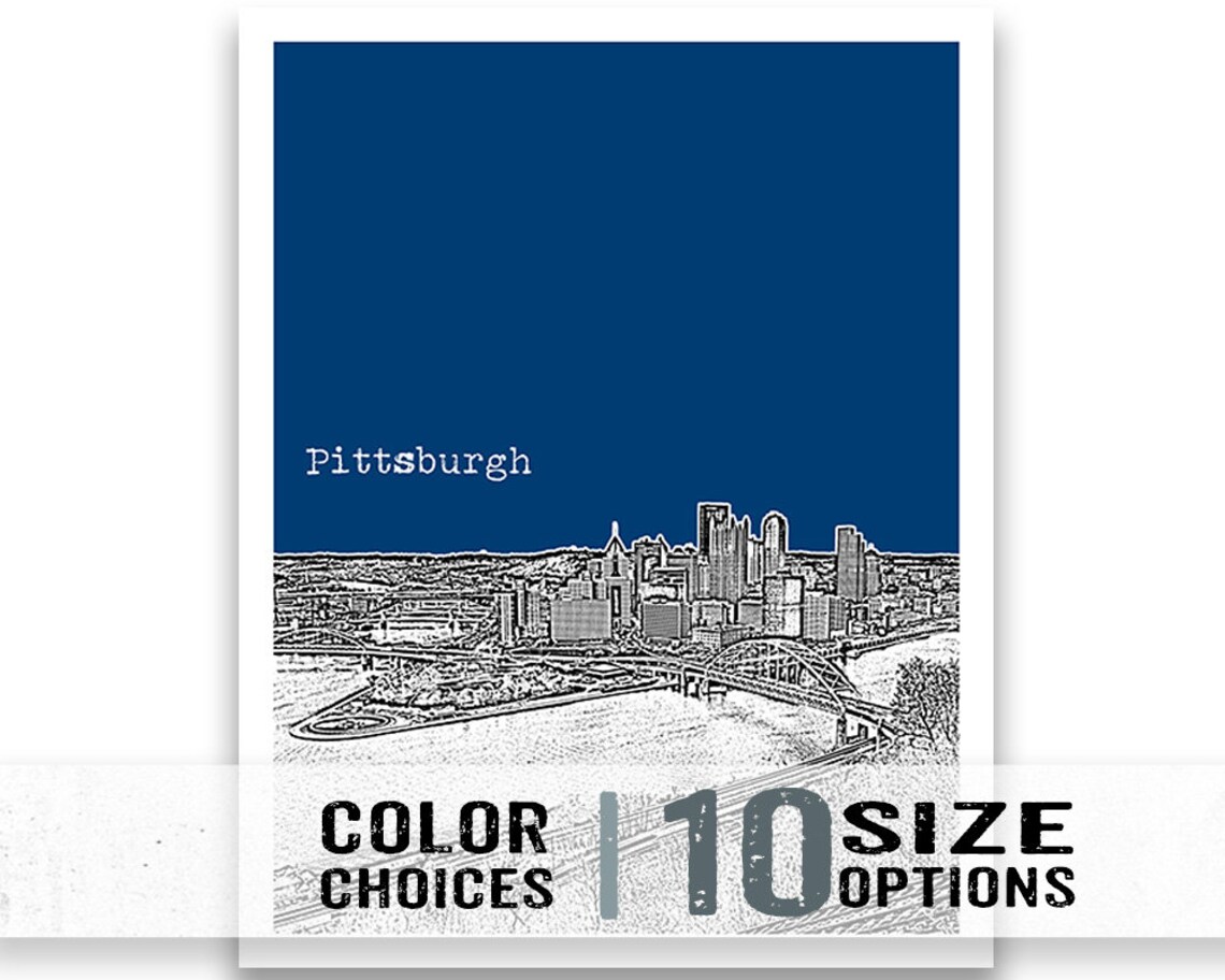 Pittsburgh Skyline Poster Art Print Pennsylvania PA Item T1586 - Etsy