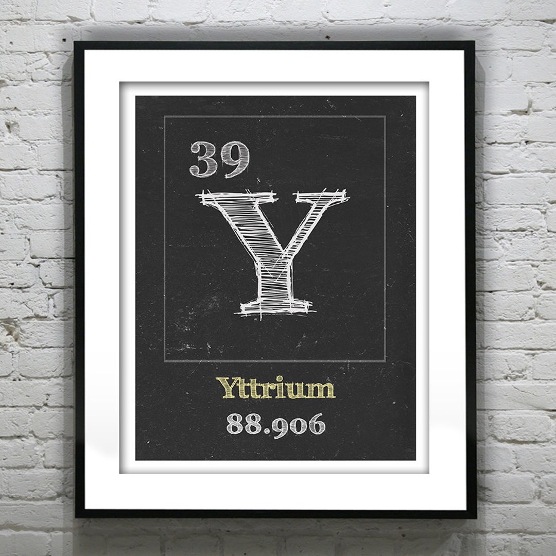 Periodic Table Yttrium Poster Art Print Periodic Table of Elements Y 39 ...