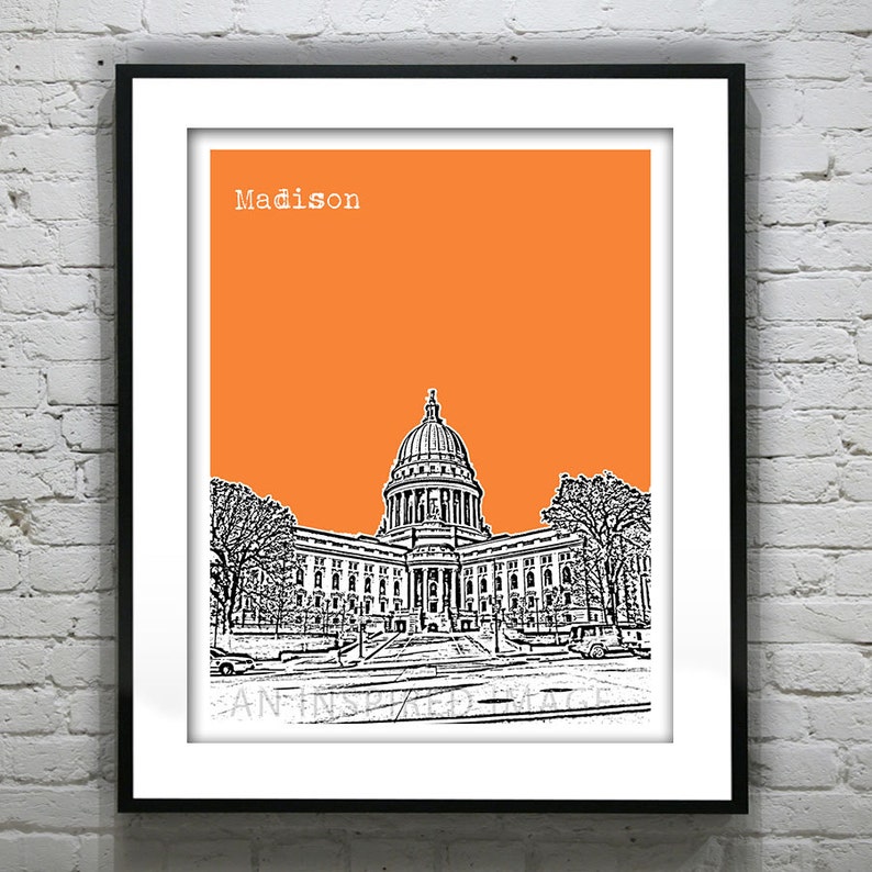 Madison Wisconsin Poster Print Art Skyline Item T4327 - Etsy