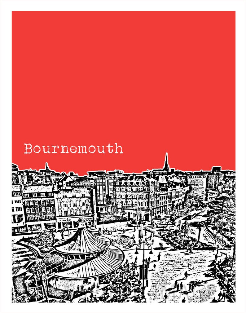 Bournemouth England City Skyline Poster Art Print UK United - Etsy