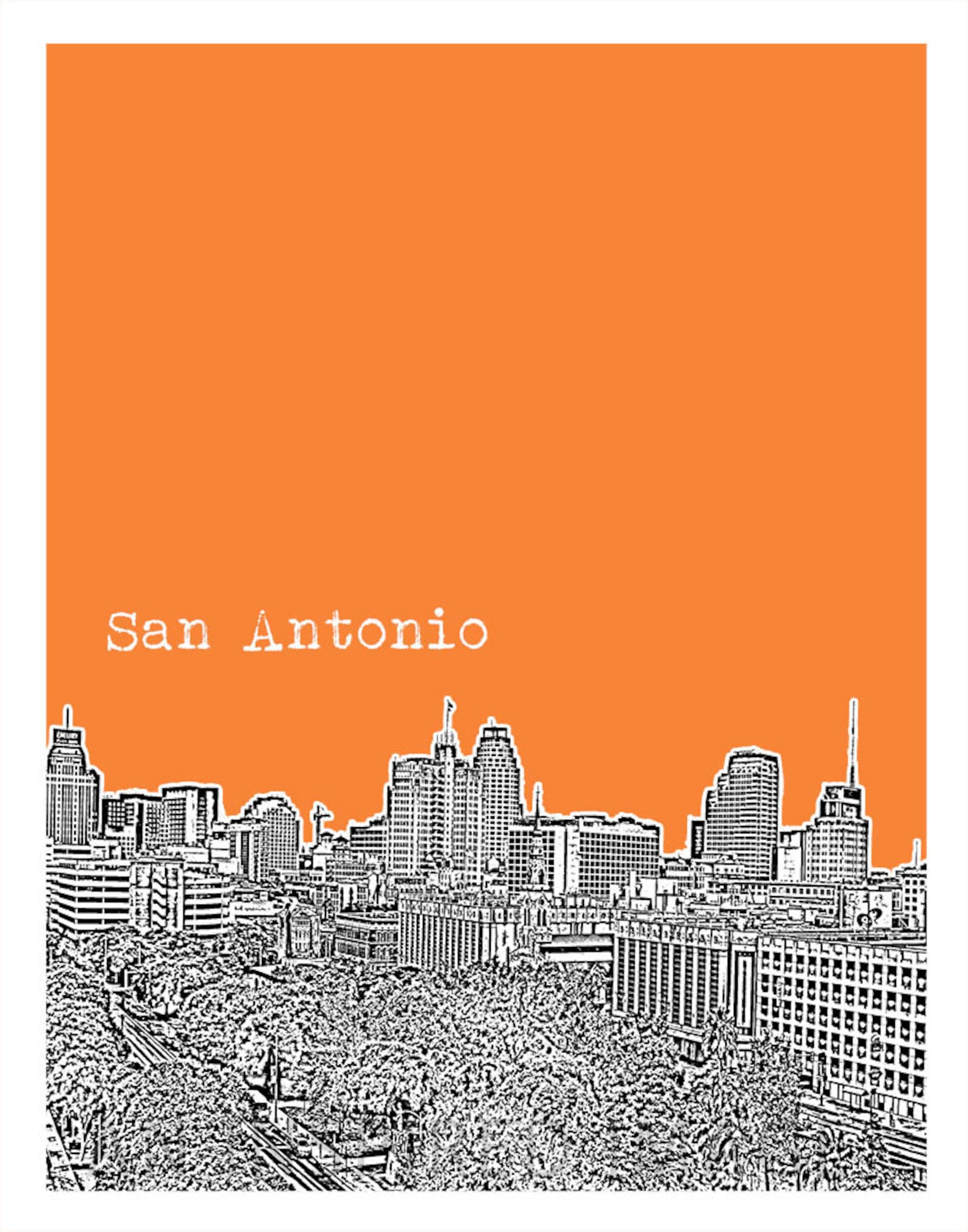 San Antonio Texas Poster Art Print Skyline Item T4526 | Etsy