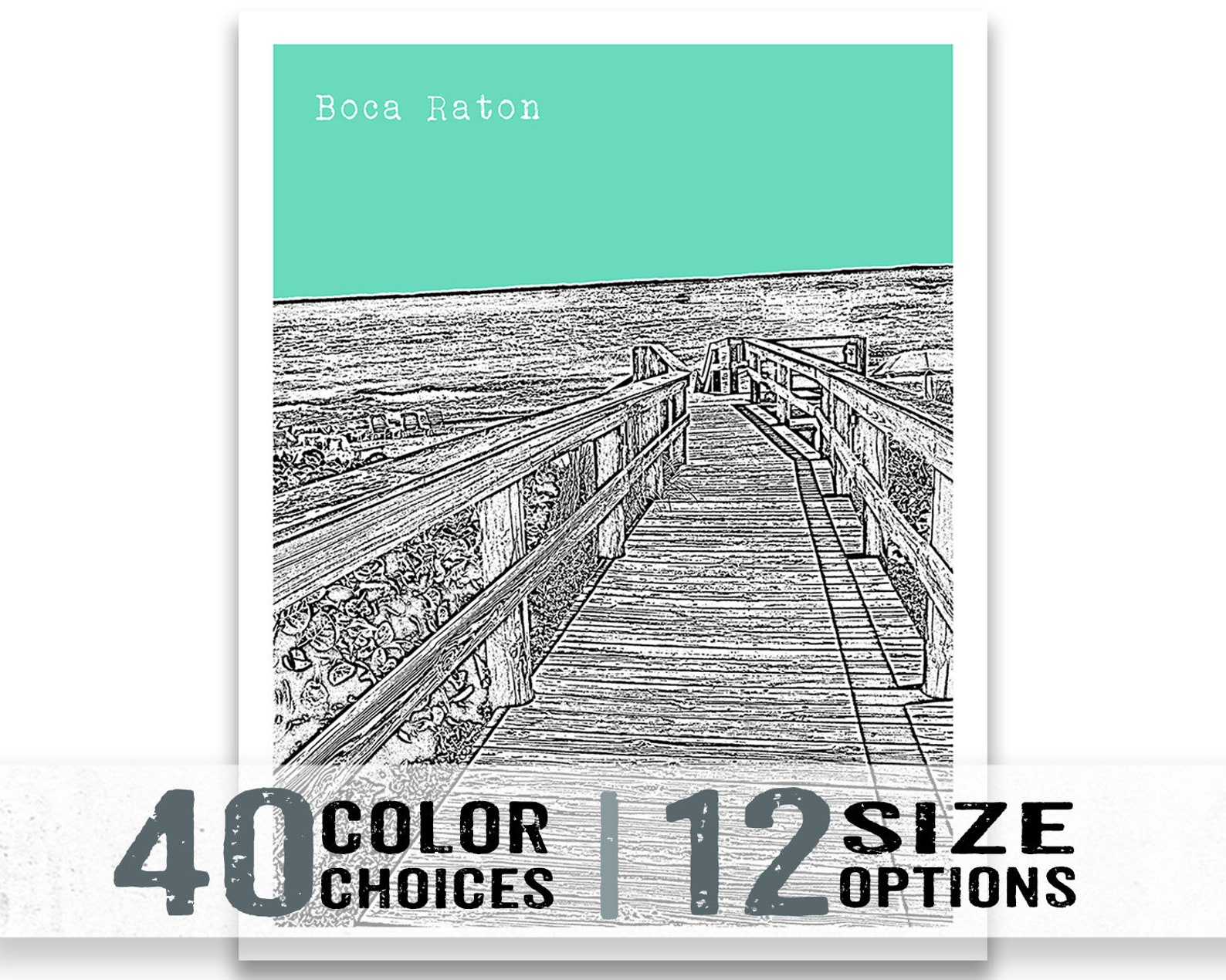 Boca Raton Florida Beach Skyline Poster Art Print FL Item T2355 - Etsy