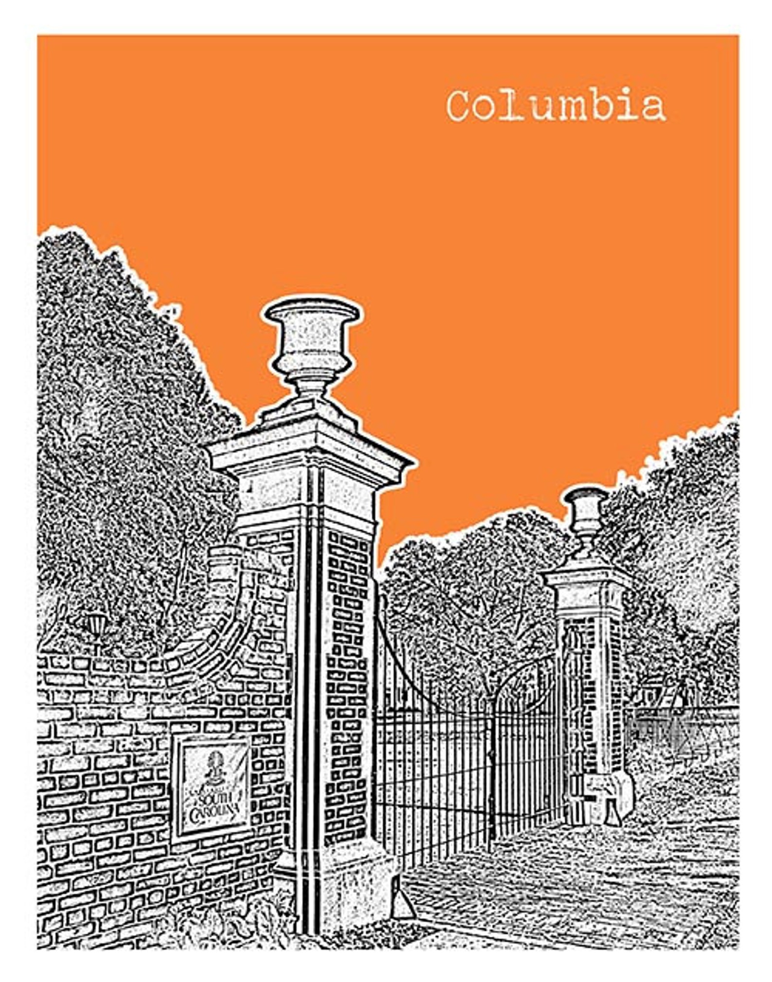 Columbia South Carolina Skyline Poster Art Print SC Item T3043 - Etsy