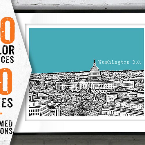 Washington DC Poster Art Skyline Print Washington Monument - Etsy