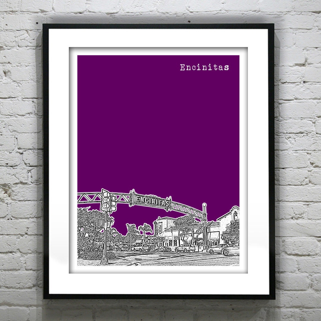 Encinitas California Skyline Art Print Poster CA Version 1 - Etsy