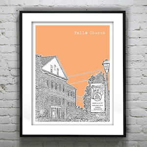 Falls Church Virginia Poster Art Skyline VA - Etsy