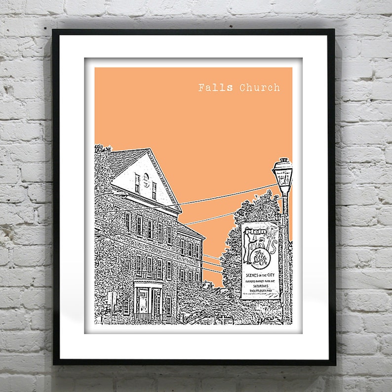 Falls Church Virginia Poster Art Skyline VA - Etsy