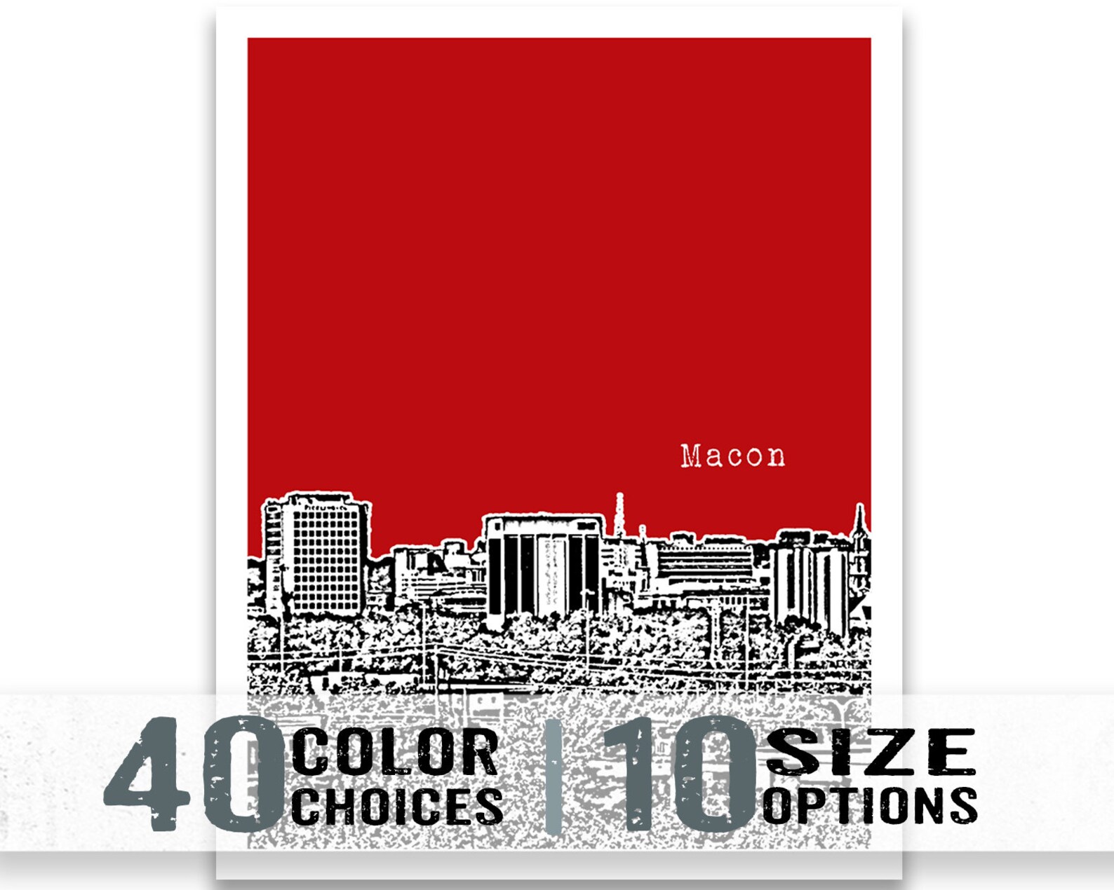 Macon Georgia Poster Art Print Skyline Downtown Item T1892 - Etsy