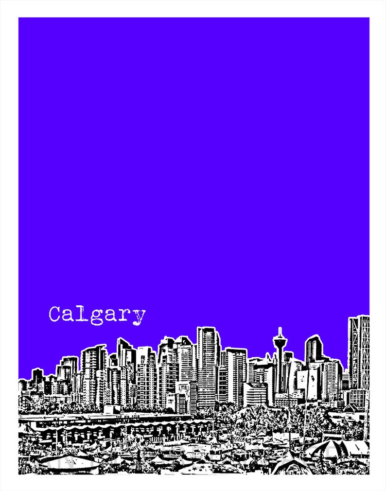 Calgary Alberta Poster Print City Skyline Canada Art Print Version 1 - Etsy
