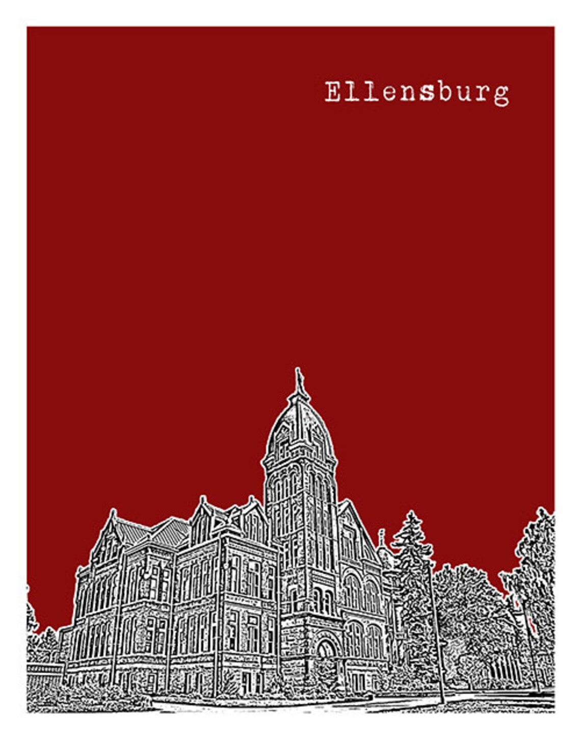 Ellensburg Washington Skyline Poster Art Print CWU Item T2808 - Etsy