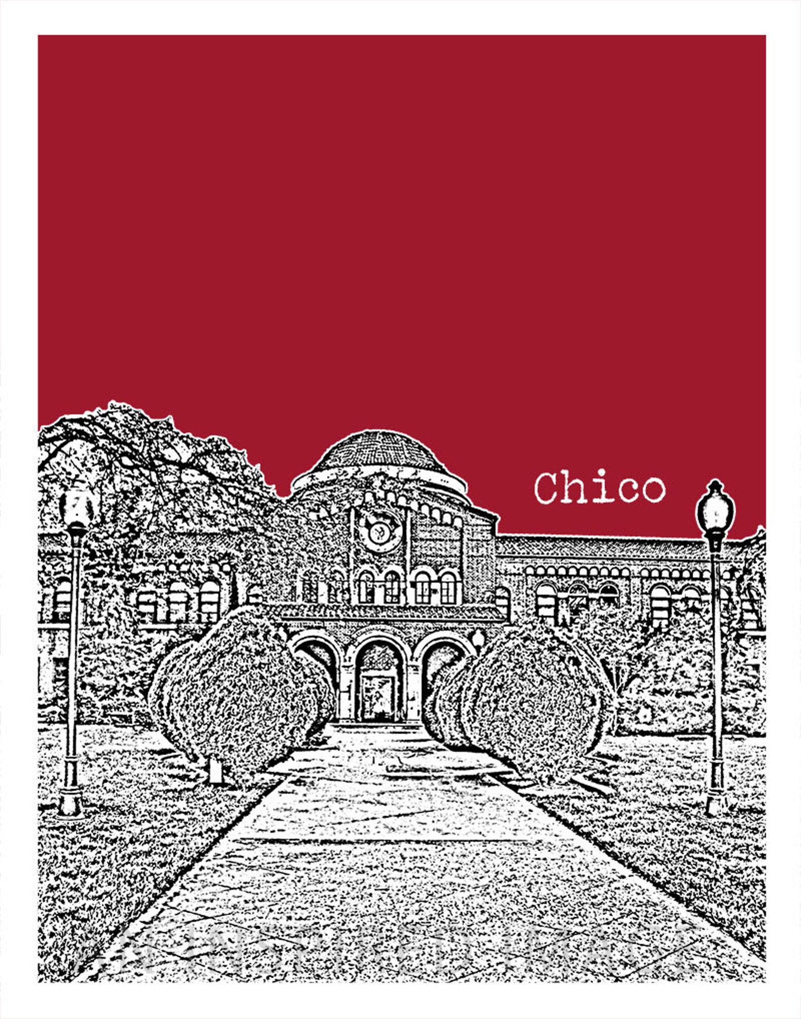 Chico California State Skyline Art Print Poster CA | Etsy