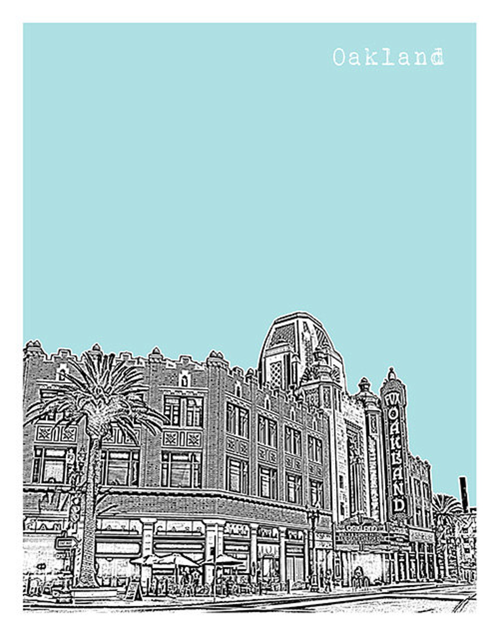 Oakland California Skyline Poster Art Print California CA Version 2 - Etsy