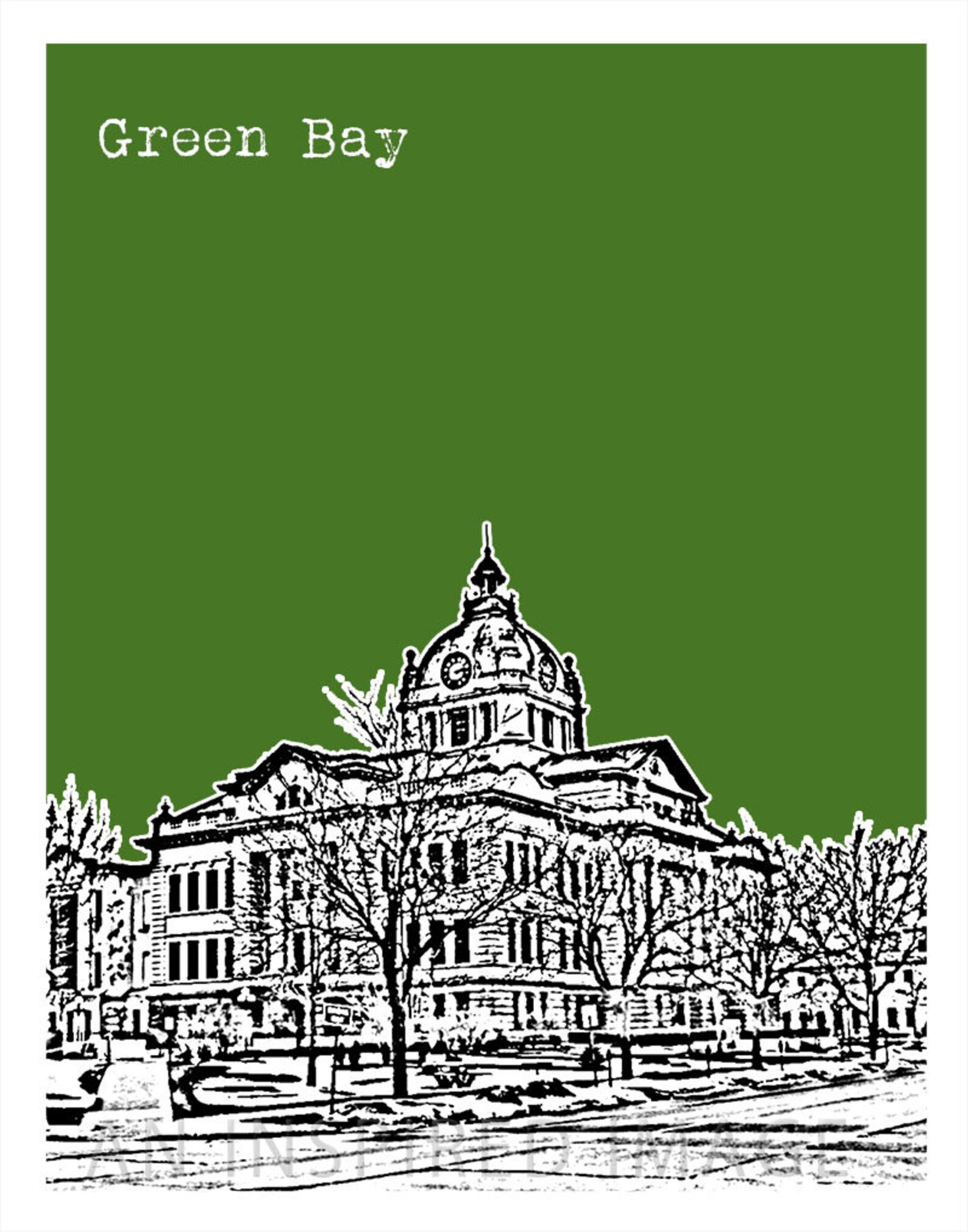 Green Bay Wisconsin Skyline Poster Print Art Skyline - Etsy