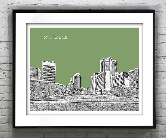 St. Louis Poster City Skyline Art Print Missouri MO Item T2233 | Etsy