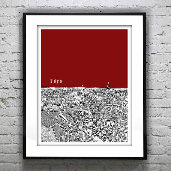 Papa Hungary Skyline Poster Art Print Item T1017 | Etsy