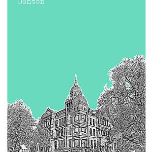 Denton Skyline Poster Art Print Texas TX Item T4300 - Etsy