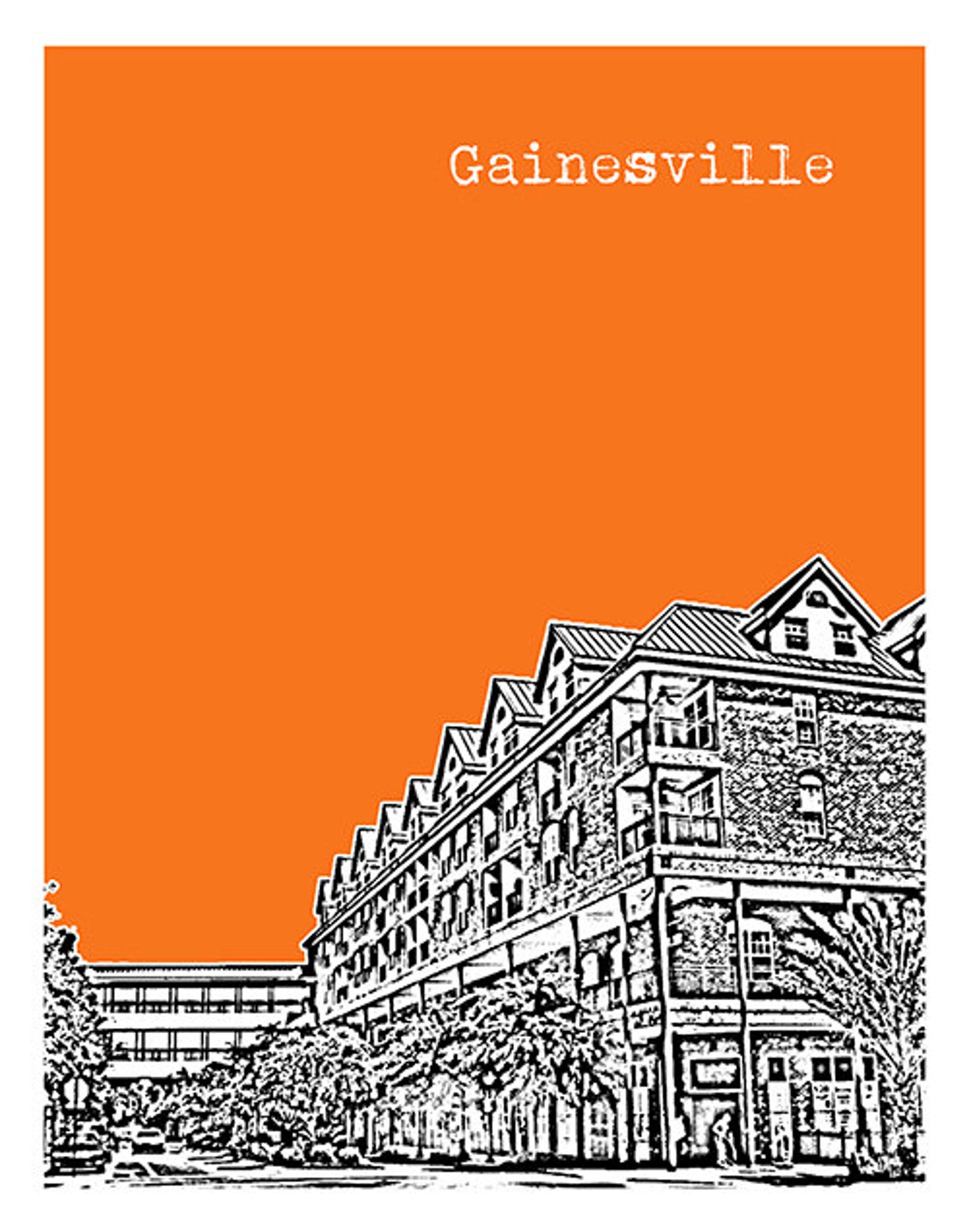 Gainesville Skyline Poster Art Print Florida FL Version 1 - Etsy