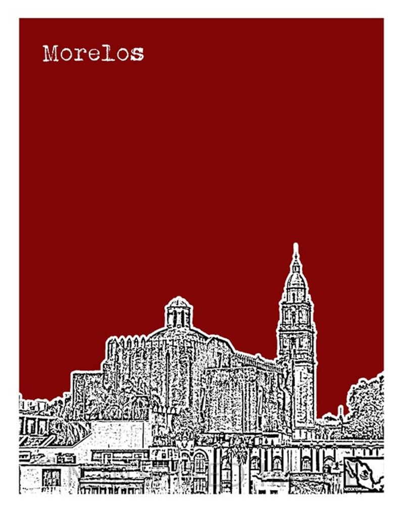 Cuernavaca Morelos Mexico Skylineposter Art Print Cuernavaca Cathedral ...