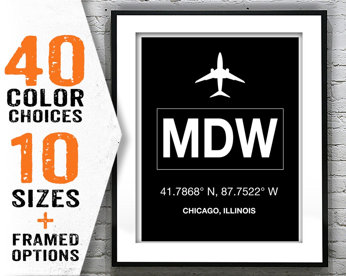 MDW Chicago Midway International Airport Aviation Poster Art | Etsy