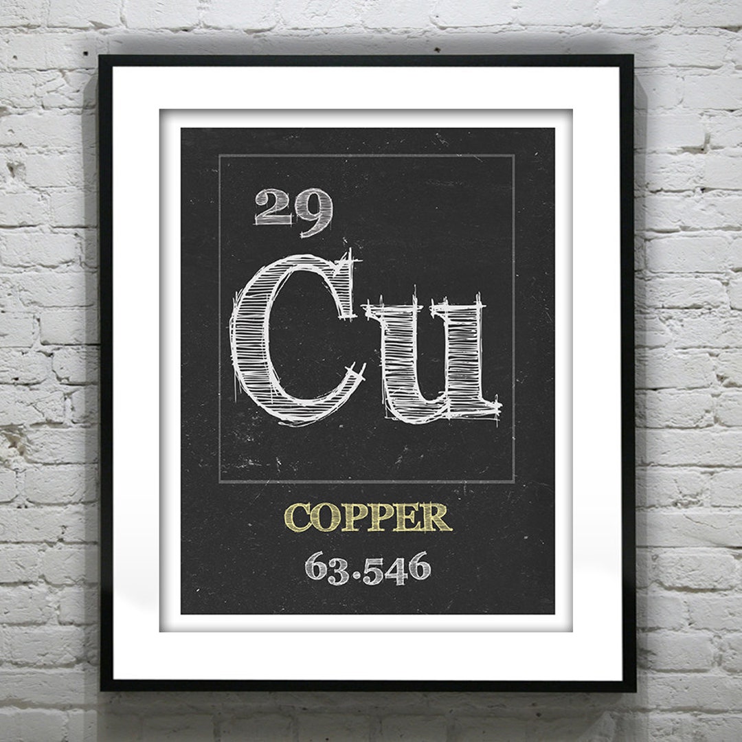 Periodic Table Copper Poster Art Print Periodic Table of Elements Cu 29 ...