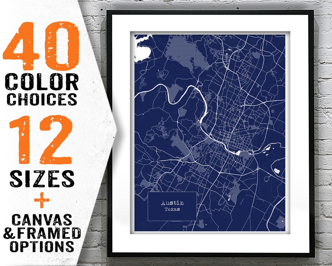 Austin Texas Blueprint Map Poster Art Print TX Item T2390 - Etsy