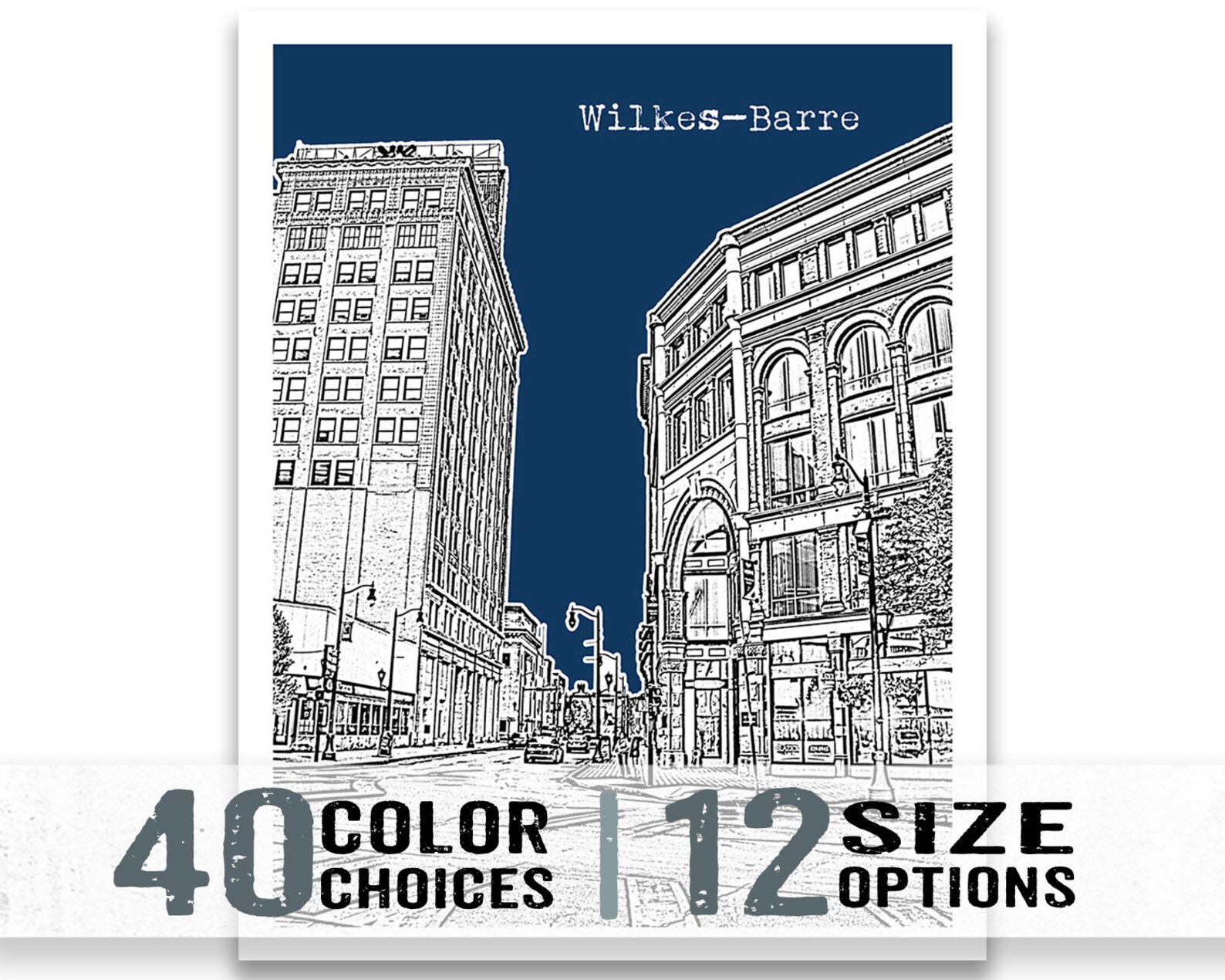 Wilkes Barre Downtown Poster Print Art Pennsylvania Skyline - Etsy ...