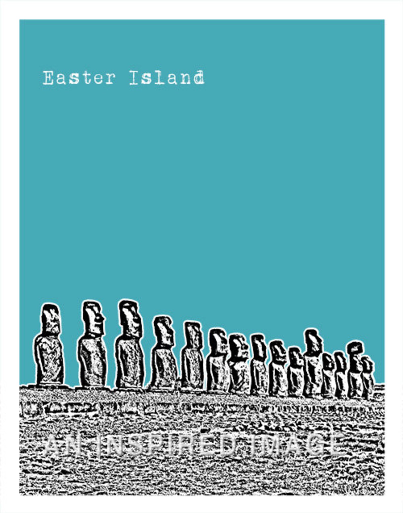 Easter Island Poster Rapa Nui Moai Art Print Skyline - Etsy