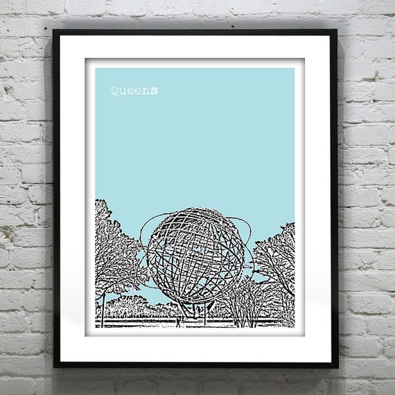 Queens New York Skyline Art Print New York City Unisphere | Etsy