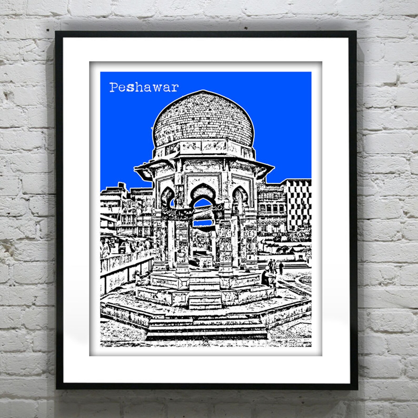 Peshawar Pakistan Poster Art Print Skyline Chowk Yaadgar - Etsy