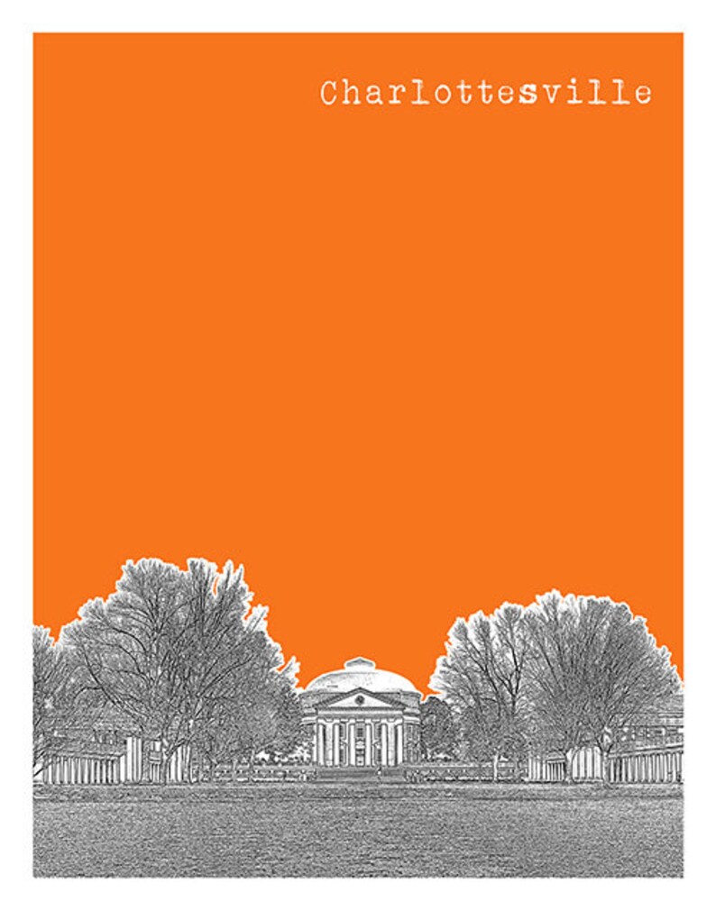Charlottesville Virginia Poster Art Skyline VA Item T1019 - Etsy